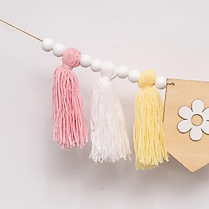 Daisy High Chair Garland,1st Birthday High Chair Banner Girl,One Groovy Birthday Decorations,Yarn Tassel Garland One Year Cake Smash Two Groovy Party Retro Daisy