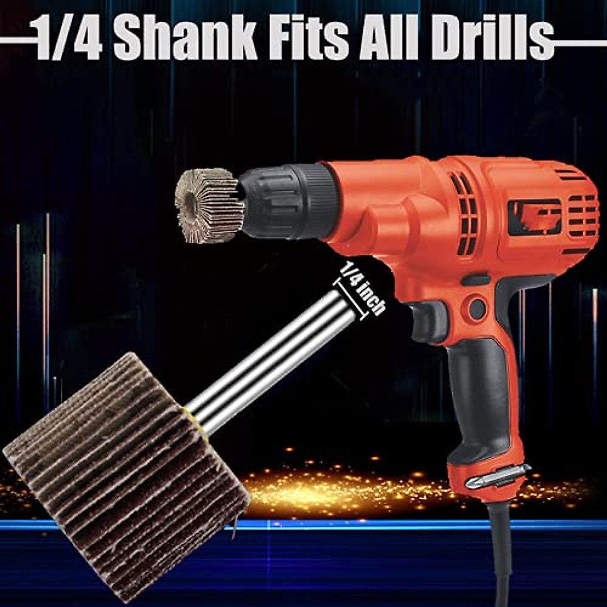 Mixiflor 24 Pcs Abrasive Flap Wheel Sander Set, 80 Grit Sanding Flap Wheel, 1/4" Shank Flap Wheel Sander for Drill, Die Grinder Flap Wheel for Remove Rust