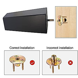 SHANJUE Black Sofa Legs-Furniture Legs 6 inch,Square Couch Legs Pack of 4- Wood Furniture feet,Sofa Replacement Parts,Wooden Chair Legs,for Furniture or DIY Projects
