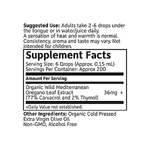 RejuveNaturals Oil of Oregano, USDA Organic - 1 fl oz (30ml Liquid) Wild, Mediterranean Oregano Oil. Concentrated Immune Support Drops. Gluten Free, Vegan & Non-GMO. Min 77% Carvacrol