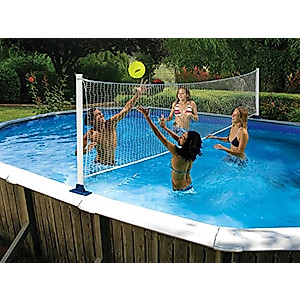 Poolmaster 72776 Above-Ground Mounted Poolside Volleyball / Badminton Game with Perma-Top Mounts , White