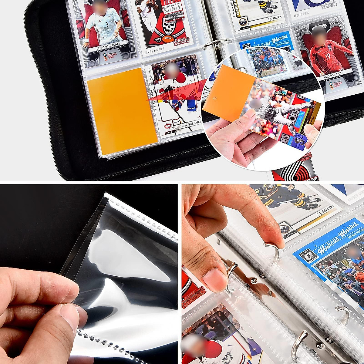 Boobowl Baseball Card Binder, Trading Cards Sleeves Protectors Holder for Topps 2024 2023, 440 Pockets Baseball Card Collectors Football Sports Cards Album, Cards Display Collection Case - Black