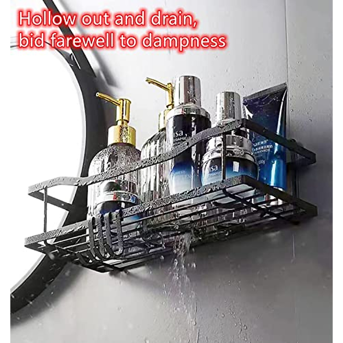 NEFISE 3 Pack Corner Shower Caddy Shower Shelf Adhesive Shower Rack with Hooks,Shower Organizer for Bathroom Toilet Kitchen, Shower Storage for 90° Wall (3-PACK)