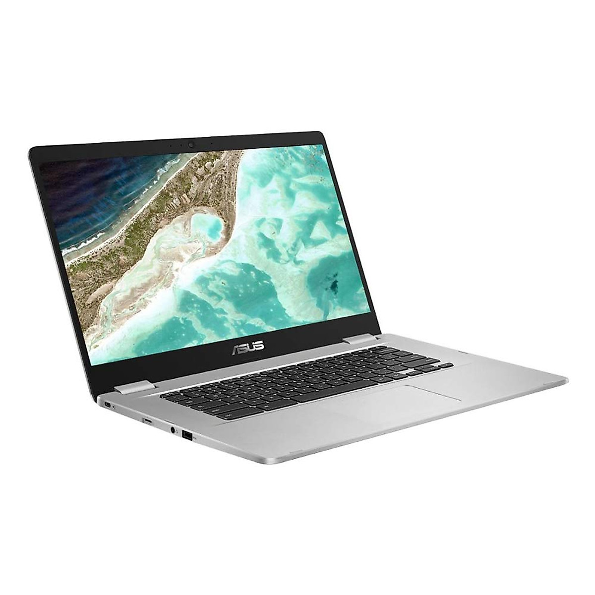ASUS 2020 Chromebook 15.6 Inch Non-Touch Laptop, Intel Celeron N3350 up to 2.4 GHz, 4GB LPDDR4 RAM, 64GB eMMC, WiFi, Bluetooth, Webcam, Silver, Chrome OS + NexiGo 32GB MicroSD Card Bundle