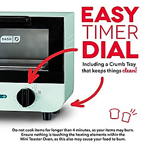 DASH Mini Toaster Oven Cooker for Bread, Bagels, Cookies, Pizza, Paninis & More with Baking Tray, Rack, Auto Shut Off Feature - Aqua