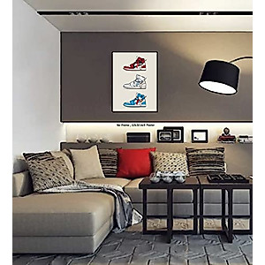 Hypebeast Air Jordan Sneakers Poster – (12x16 Inch) Unframed – AJ Wall art, Hypebeast Room Decor, Michael Jordan Poster, Sneaker Air Gym Shoes Shoebox Collection Aesthetic Cool Poster for Teen Boys Guys Men Room Dorm Bedroom Wall Decor by LIYA Design Prin