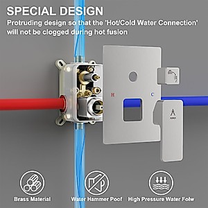 Shower System Modern Rain 12 inches Brass Shower Faucet Set With Valve and Diverter Shower Mixer With Handheld High Pressure Square Rainfall Shower Rough-in Valve (12‘’, Brushed Nickel)