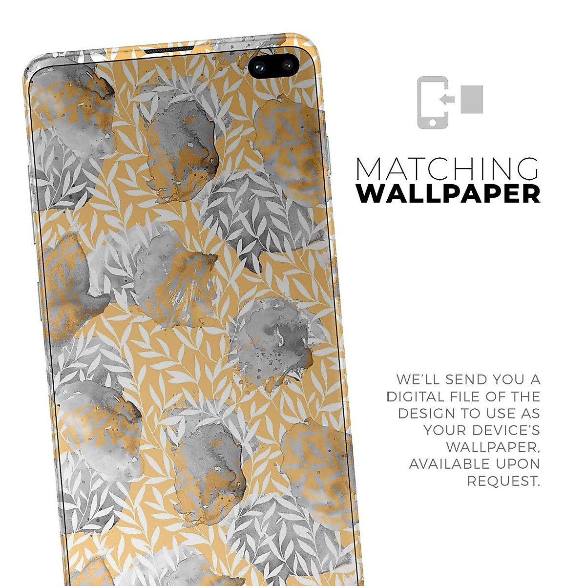 DesignSkinz Karamfila Yellow & Gray Floral V6 Protective Vinyl Decal Wrap Skin Cover Compatible with The Samsung Galaxy S20 (Screen Trim & Back Glass Skin)