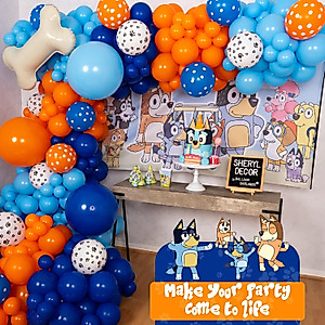 ALL-IN-1 Bluey Balloons Arch & Garland Kit with BONUS Dog Bone – Small and Large Bluey Birthday Party Balloons in Blue and Orange – Bluey Themed Party Decorations & Supplies for Boy or Girl Birthday