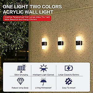 YONCDIAT Solar Lights Outdoor, White and Warm 2 Color,12LED IP65 Waterproof Solar Powered for Wall Outside Garden Fence Porch【2 Pack】 (S)