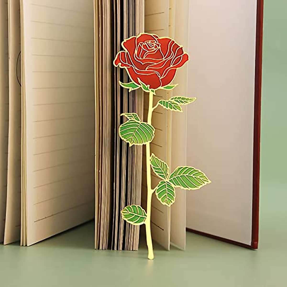 Metal Red Rose Bookmarks Valentines Day Teacher Gifts for Women Girlfriend Graduation Mothers Day Rose Gifts Cute Bookmark Teacher Appreciation Birthday Gifts Book Marker for Book Lovers
