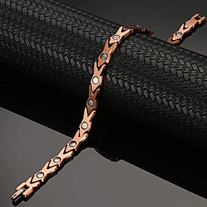 MagEnergy Copper Bracelets for Women 99.9% Pure Copper Magnetic Link Bracelet, Adjustable Bracelet Jewelry Box with Sizing Tool