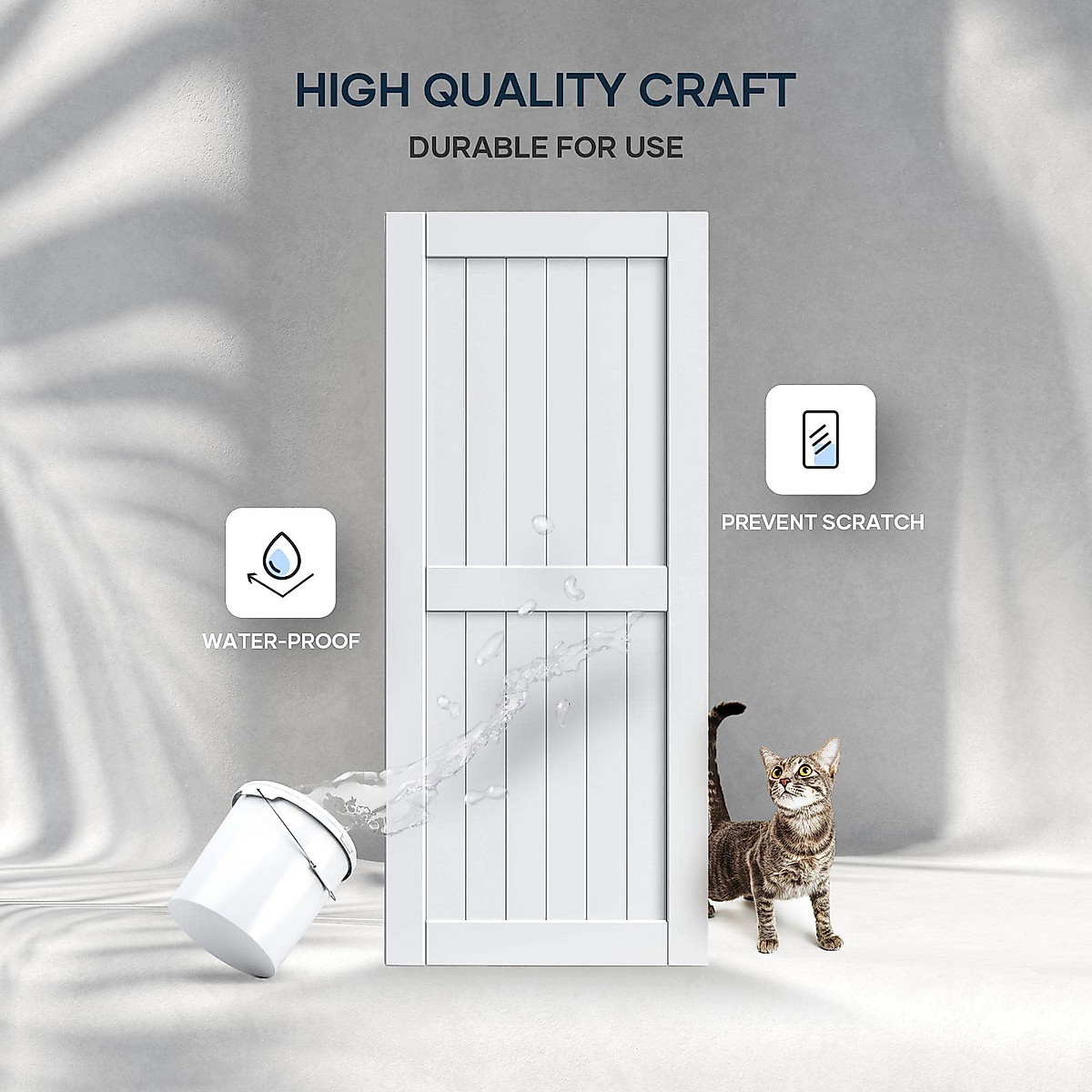 EaseLife 36in x 84in Sliding Barn Door with 6.6FT Barn Door Hardware Track Kit Included,Solid LVL Wood Slab Covered with Water-Proof & Scratch-Resistant PVC Surface,DIY Assembly,Easy Install,White