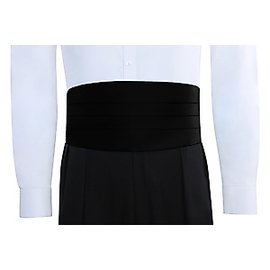 Men's Formal Satin Bowtie and Cummerbund Set - Black, By S. H. Churchill