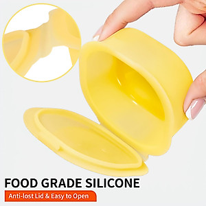 Silicone Cheese Container for Refrigerator, Yellow Sliced Cheese Container Holder Cheese Storage Keeper for fridge, Snack Food Storage Container Box, 7oz Bowl with Lid Stackable Dishwash-safe