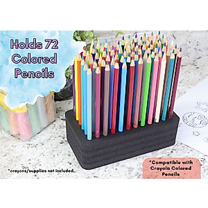 Polar Whale Colored Pencil Desk Stand Organizer Compatible with Crayola and Others Design Storage Tray Supply Non-Scratch Non-Rattle Washable Durable Black Foam Holds 72