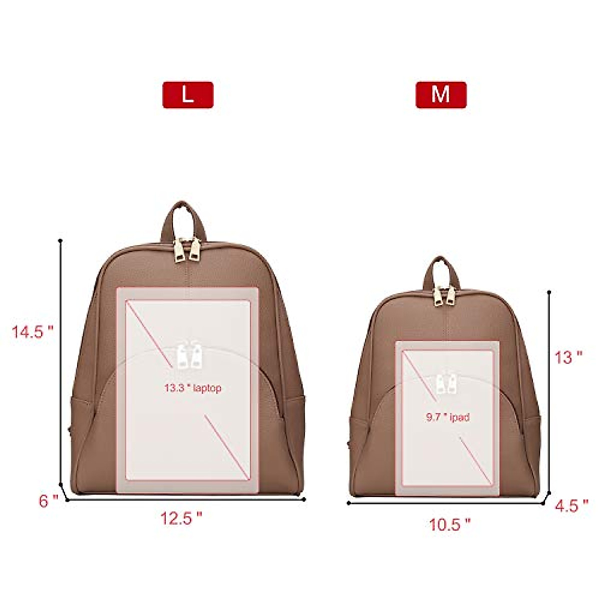 KKXIU Women Backpack Purse Casual daypacks for ladies Synthetic Leather Shoulder Bag (Medium, khaki)