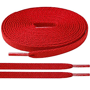 Handshop Flat Shoelaces 5/16" - Shoe Laces Replacements For Sneakers and Athletic Shoes Boots Red 160cm