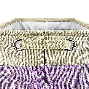 MALIHONG Personalized Foldable Storage Basket with Cute Dog Pembroke Welsh Corgi Collapsible Sturdy Fabric Pet Toys Storage Bin Cube with Handles for Organizing Shelf Home Closet, Purple and White