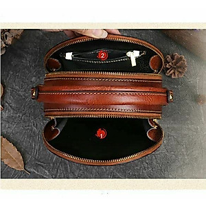 Handmade Women Genuine Cow Leather Shoulder Bag Handbag Purse Tote Rabbit Embossed Crossbody For Girl,For Women (Brown)