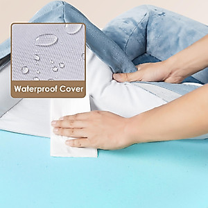 EHEYCIGA Orthopedic Dog Beds for Extra Large Dogs, Waterproof Memory Foam XL Dog Bed with Sides, Non-Slip Bottom and Egg-Crate Foam Big Dog Couch Bed with Washable Removable Cover, Washed Blue