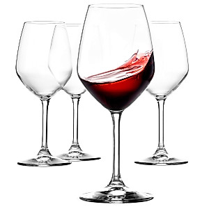 Paksh - 8 piece - Italian Red Wine Glasses 18 Ounce (4 Pieces) - and White Wine Glasses 15 Ounce (4 Pieces) Bundle, Lead-Free - Wine Glass, Shatter Resistant, Clear