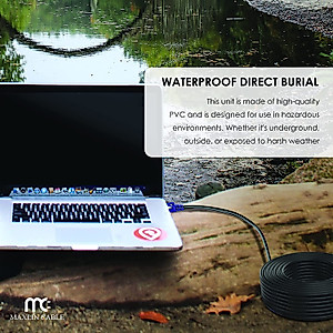 MAXLIN CABLE Cat 7 Ethernet Cable, 100 ft RJ45 600 MHz, Heavy Duty Indoor Outdoor Gaming LAN Cable, Shielded Copper Waterproof Direct Burial Zero Lag Network Patch, Compatible with Modem, Router, PS3