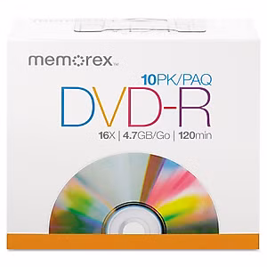 Memorex 4.7Gb/16x DVD-R 10-Pack Slim Case