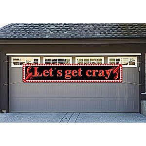 Let's Get Cray Fence Banner Crawfish Boil Themed Birthday Party Lobster Photo Booth Backdrop Yard Outdoor Decoration