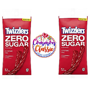 Common Classic Candy Company Licorice Twizzler Twists - Bulk - Sugar Free Strawberry - 5 oz (Pack of 2) "Repacked & distributed by Common Cents"