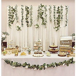 Ivory Tulle Backdrop Curtains 5ftx7ft Weddings Backdrop Drapes for Baby Shower Party Photo Wall Stage Ceremony Photography Background