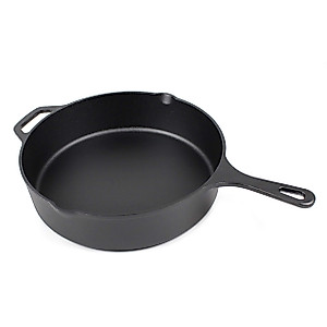 Crucible Cookware 12-Inch Cast Iron Skillet Set (Pre-Seasoned - EXTRA DEEP Sauté Pan), Including Large & Assist Silicone Hot Handle Holders, Glass Lid, Scraper | Indoor & Outdoor Use