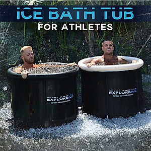 Explore Ice Bath Tub for Athletes [USA OWNED BUSINESS] - Extra Large Cold Tub, Premium Cold Plunge Tub Outdoor, Portable Ice Bath, Ice Barrel Cold Therapy Bath - Pro Max…(White/Black)