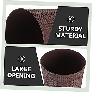 HOOTNEE Rattan-Like Trash Can Plastic Trash Bin Household Garbage Can Plastic Rubbish Can Garbage Container Simple Bathroom Trash Can Kitchen Trash Can Plastic Waste Bucket Home Trash Can