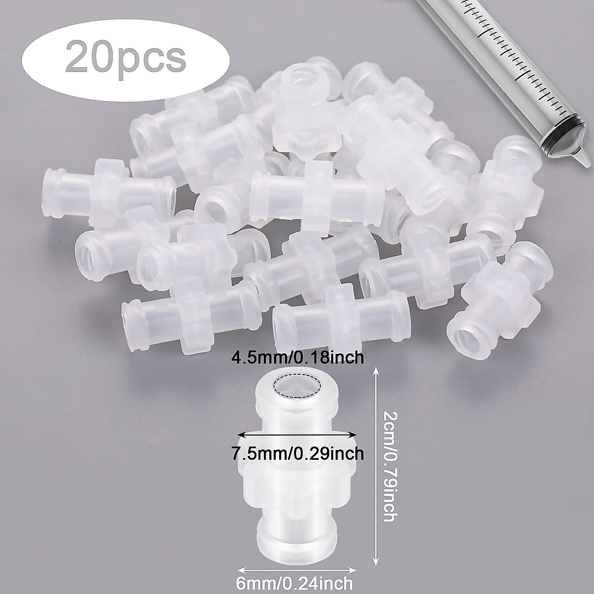 20 Pcs Syringe Adaptor, Luer Lock Female Luer Syringe to Syringe Transfer Joint Luer Lock Connector to Syringe Coupler Adapter Luer Adapter