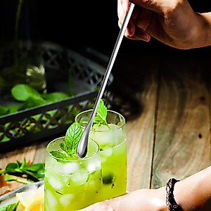 Delove Stainless Steel Coffee Stirring Spoon Beverage Cocktail Stirrers Stir Cocktail Drink Swizzle Stick- Mixing Spoon - Tiny Salt Condiment Spoon - Reusable - Set of 4 (7.6-Inch)