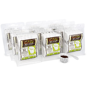 Perfect Pod EZ-Cup Paper Coffee Filters with Patented Lid for Single-Serve Coffee Brewers and Coffee Pods, Compatible with Keurig, 9-Pack (450 Filters)