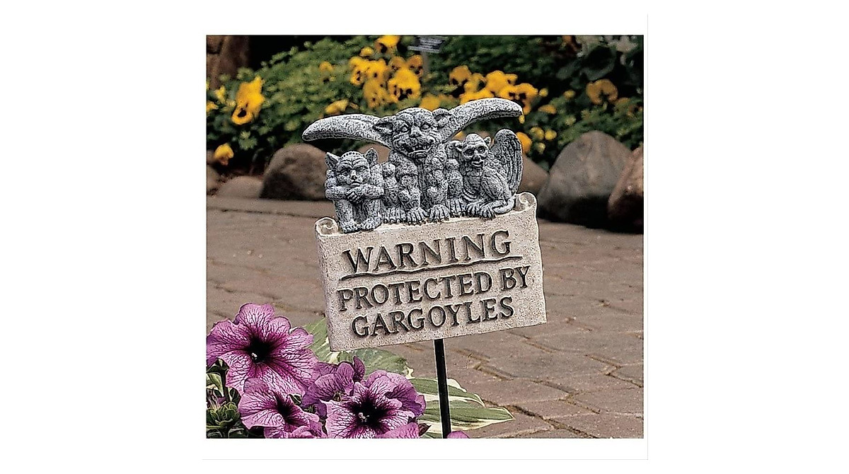 Beware of Gargoyles Garden Sign - Unique Gothic Yard Decor