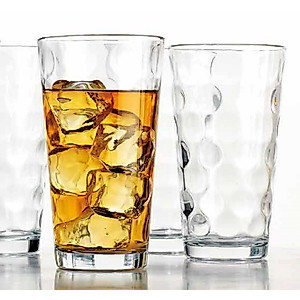 Home Essentials & Beyond Drinking Glasses Set of 4 Highball Glass Cups Bar Glasses, Uses for Juice, Water, Cocktails, Beverages, and Iced Tea. Dishwasher Safe