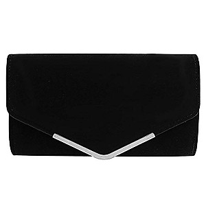 BBjinronjy Women Clutch Purse Evening Bag Prom Handbag With Detachable Chain for Wedding Velvet Elegant (Black)