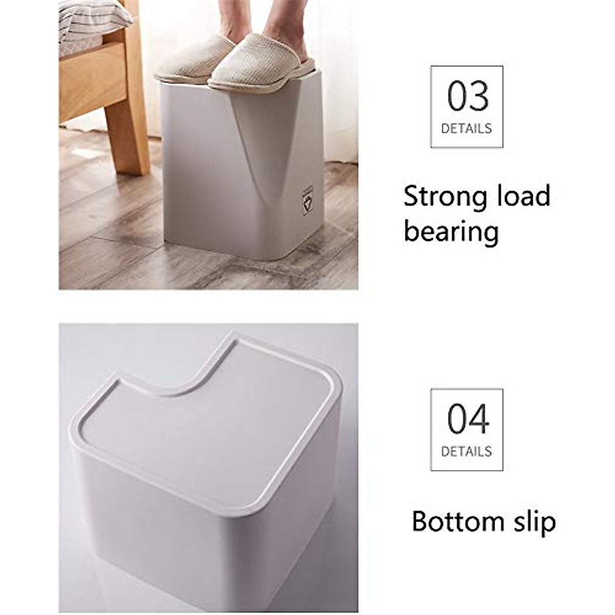 Kitchen Trash Can Stacked Sorting Trash Bin Recycling Bin Household Dry and Wet Separation Waste Bin Rubbish Bin for Living Room, Office, Bedroom, Bathroom, Kitchen (Grey, Large)
