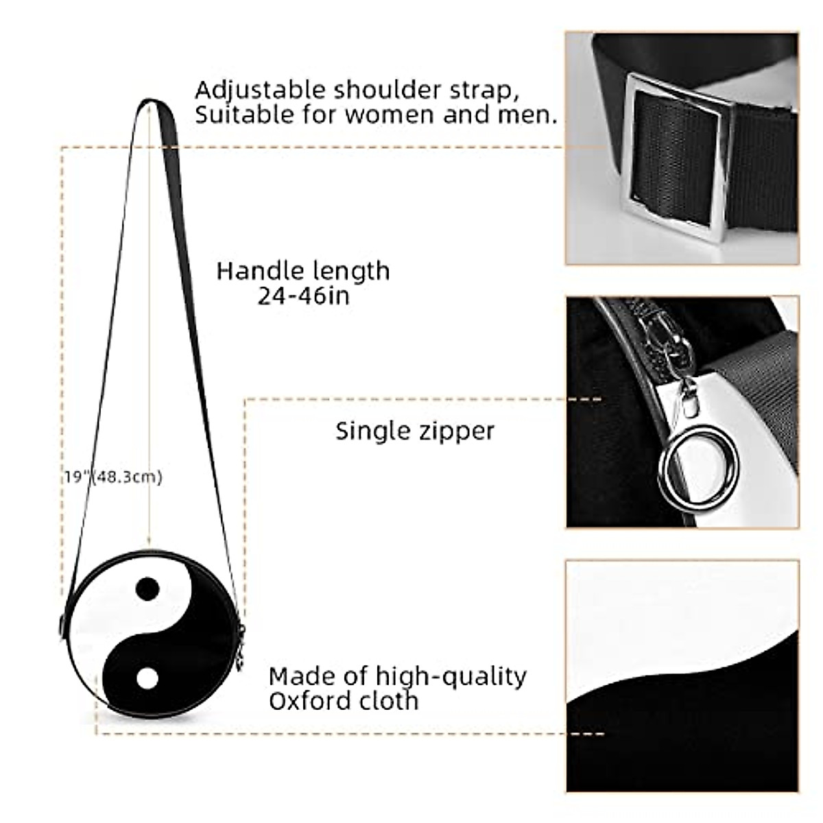 DEYYA Round Crossbody Yin Yang Trans Print Shoulder Bag Top Handle Tote Handbag Bag for Women