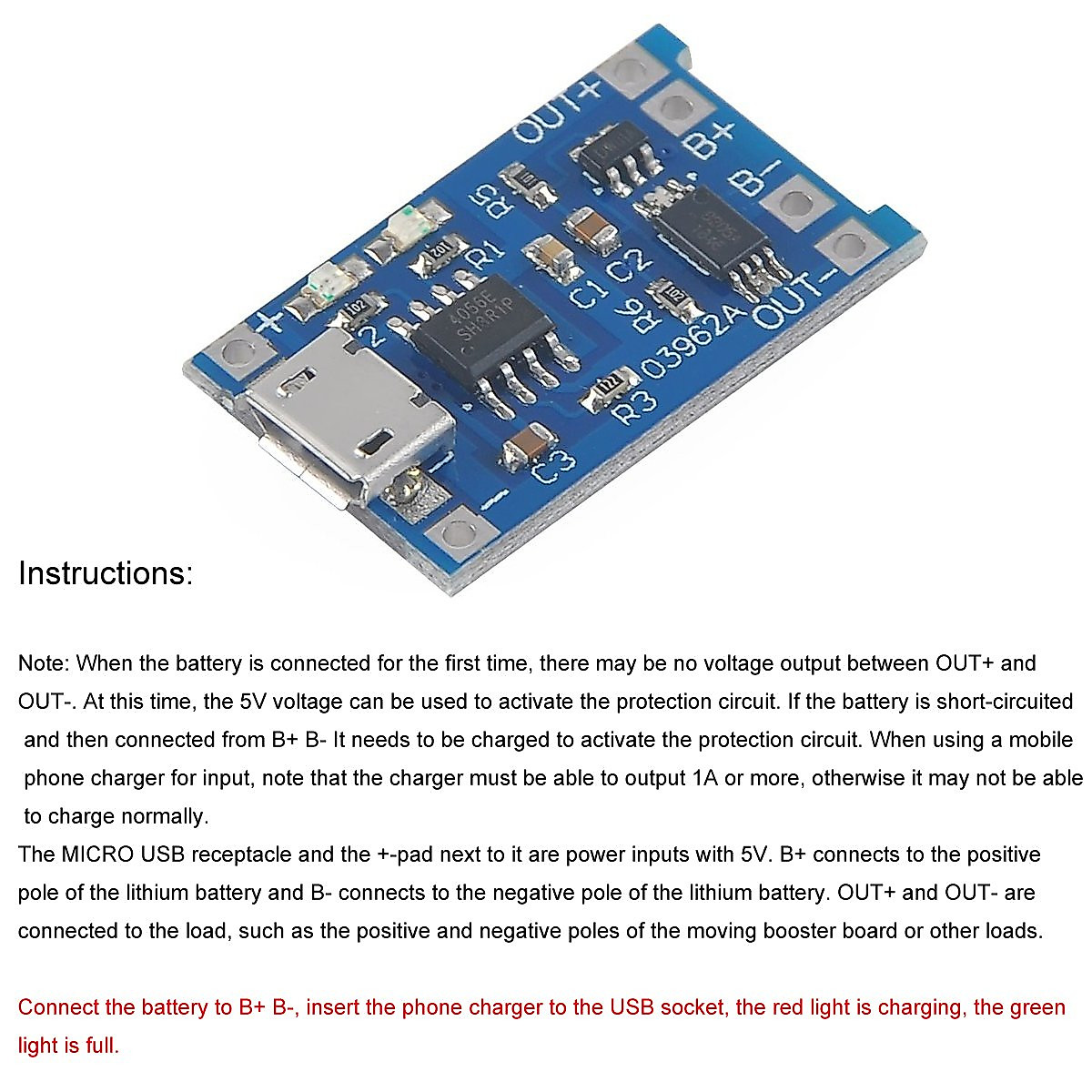 MakerFocus 10pcs TP4056 Charging Module with Battery Protection 186 50 BMS 5V Micro USB 1A 186 50 Lithium Battery Charging Board