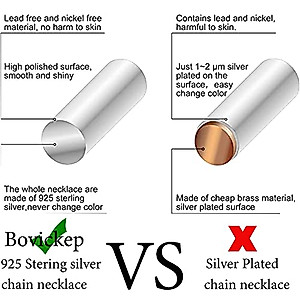 Bovickep 925 Sterling Silver Chain Necklace For Women Girls, 1.2mm Super Sturdy, Shiny, Dainty, Thin Chain Necklaces, Fashion Chains Necklace for Every Day use. 16 inches