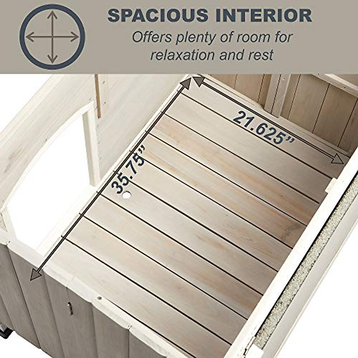 MidWest Homes for Pets Eilio Folding Outdoor Wood Dog House, No Tools Required for Assembly | Dog House Ideal for Medium Dog Breeds, Beige (12EWDH-M)