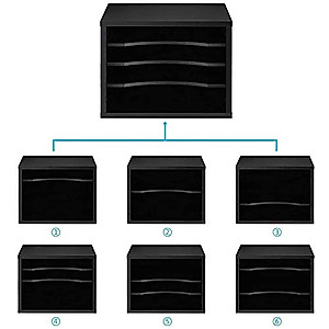 FITUEYES Wood Desk Paper Organizer with 4 Tiers Storage, Desktop File Holder, Document Letter Sorter Tray with Adjustable Shelves, Home Office Wooden Mail Rack, Black