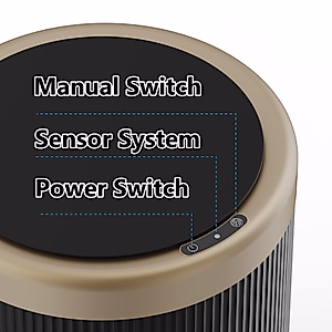 URALFA Automatic Motion Sensor Bathroom Trash Can with Lid, 10.5 Liter / 2.8 Gallon Touchless Trash Bin, Smart Dog Proof Garbage Can, Small Waste Basket for Toilet, Office, Bedroom (Dark Grey)