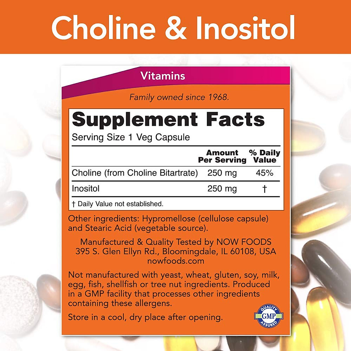 Now Foods Choline & Inositol 500 Mg - 100 Caps