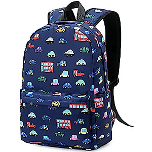 CAMTOP Preschool Backpack for Kids Boys Toddler Backpack Kindergarten School Bookbags (Y0057 Car-Navy Blue)
