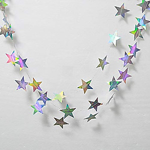 Iridescent Twinkle Little Star Moon Garlands Holographic Euphoria Party Decorations Hanging Stars Streamer Backdrop Crescent Garlands EID Ramadan Bachelorette Wedding Birthday Party Supplies